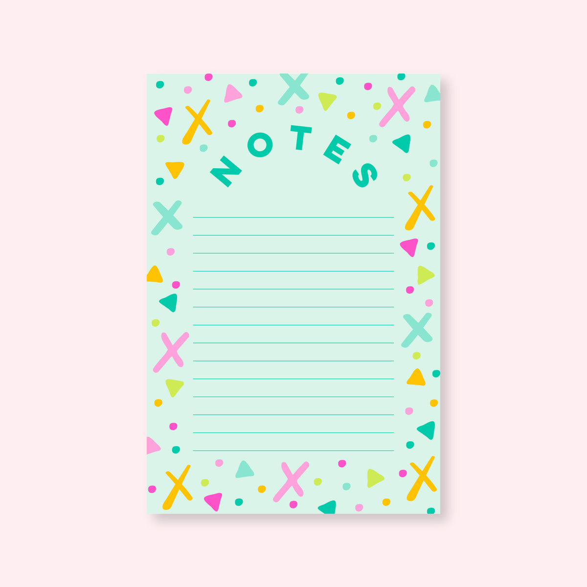 Mint Rainbow Shapes | 4"x6" Notepad | Cleary Lane Co.